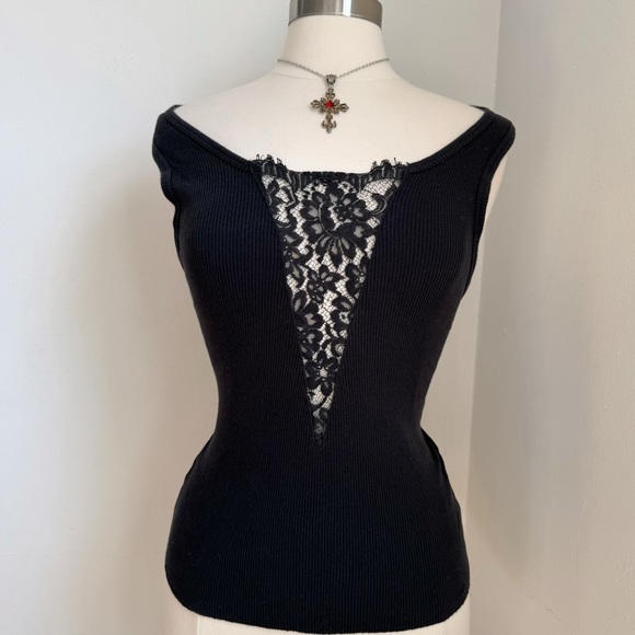 Victoria's Secret | Tops | Y2k Gothic Ribbed Lace Cami Top | Poshmark